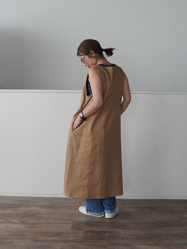 【サンプル作品】【よしコーデ】リネン ジャンパースカート×ボレロ cip-sam-coo-50 【 wafu 】 linen clothing