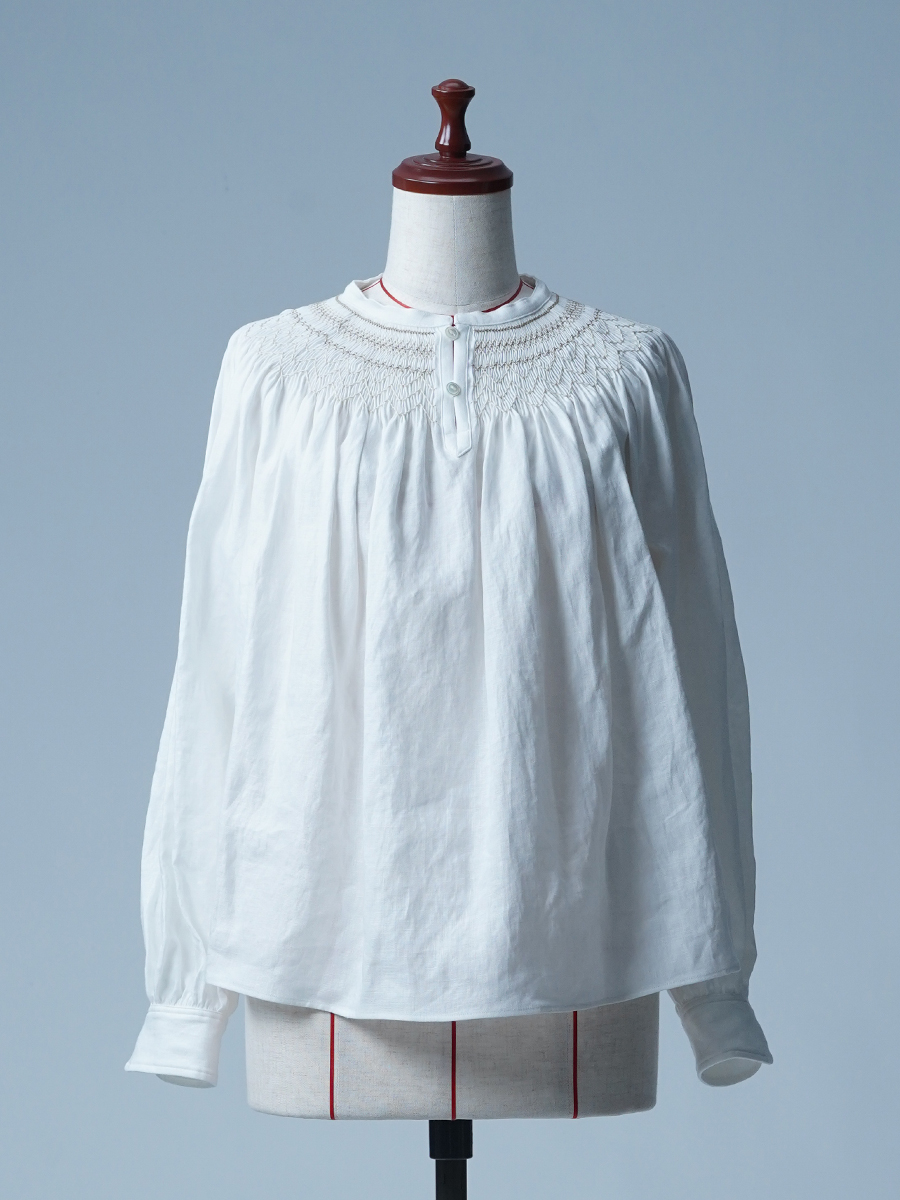 【サンプル作品】スモッキングブラウス / 白色 sample-c0014